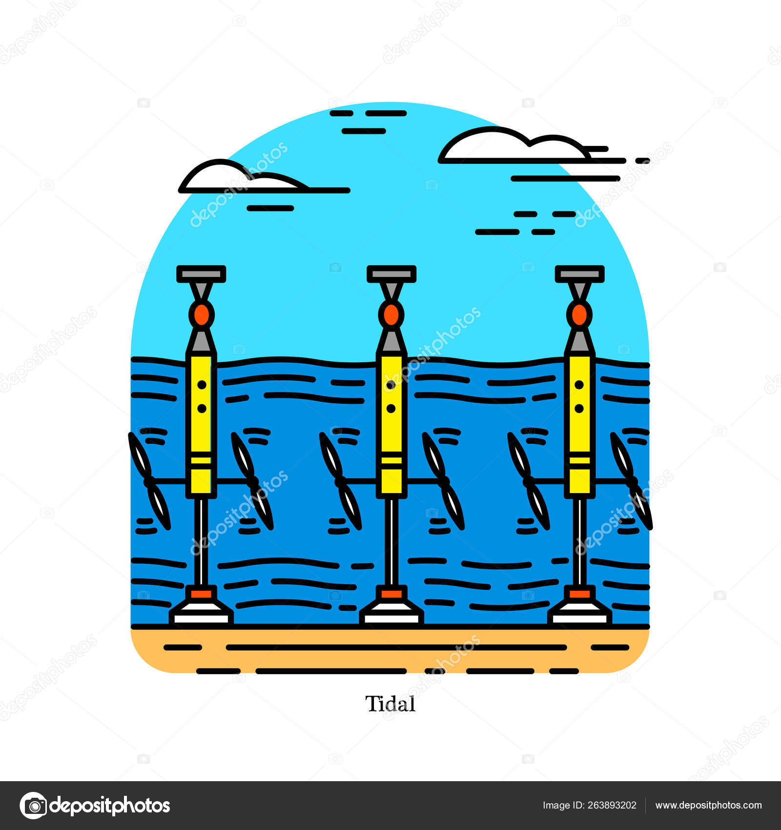 Tidal power plant. Form of hydropower that converts the energy obtained ...