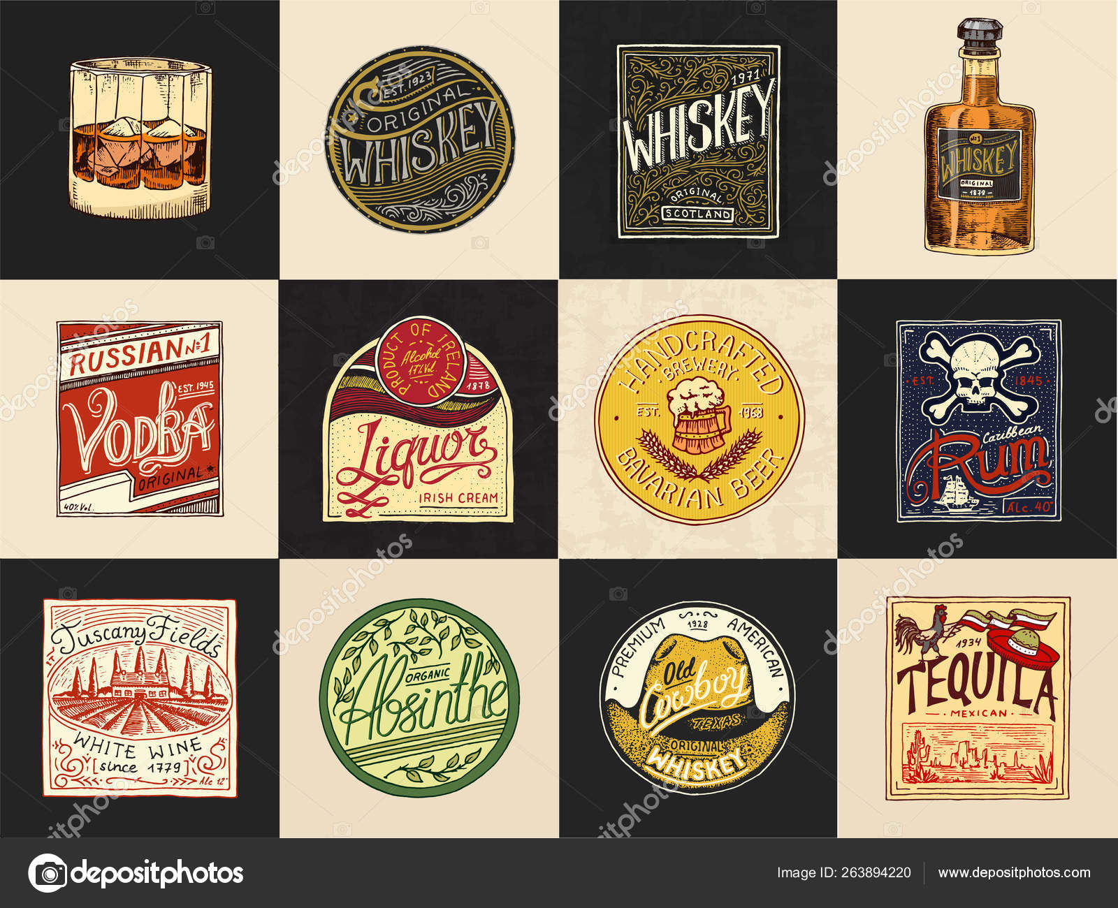 Vintage Alcohol Bottle Labels