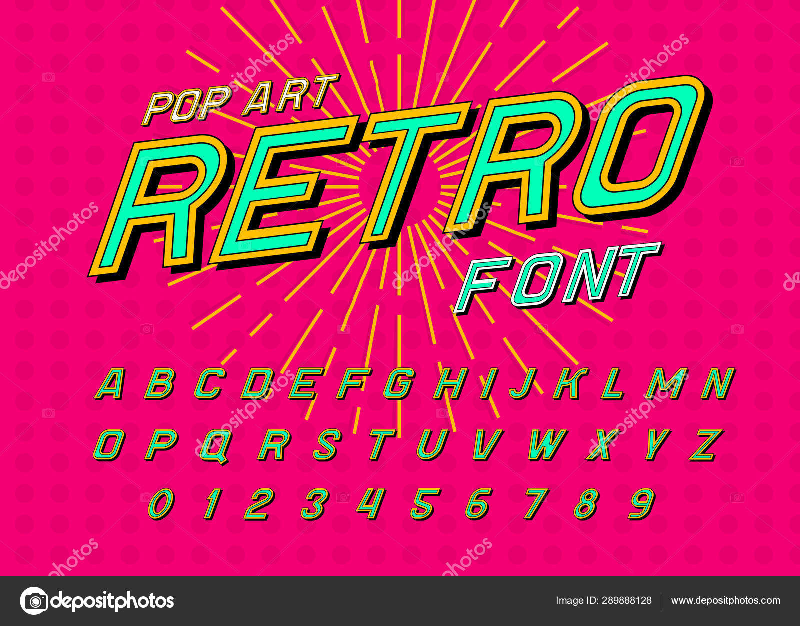 Disco font for posters. Comic retro alphabet. Vintage Futuristic 80 s ...