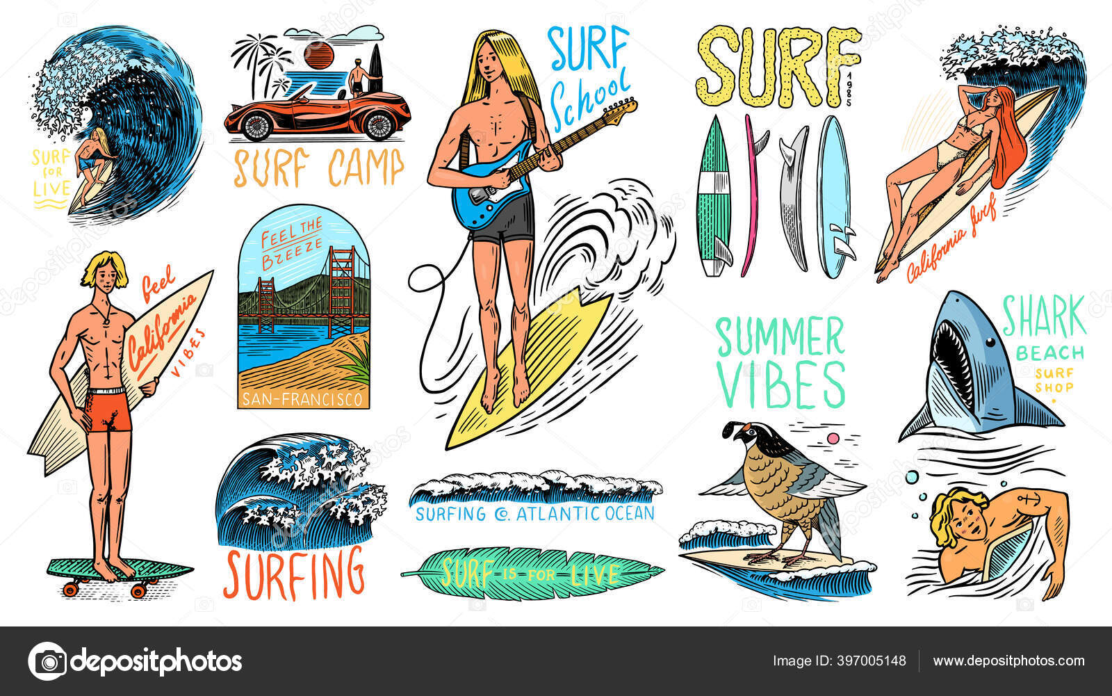 Vintage Surf Stickers