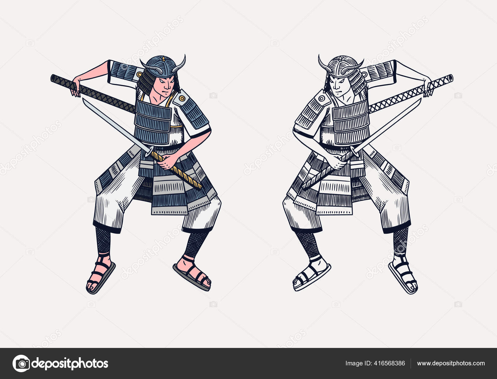 Samurai Fighting Drawing