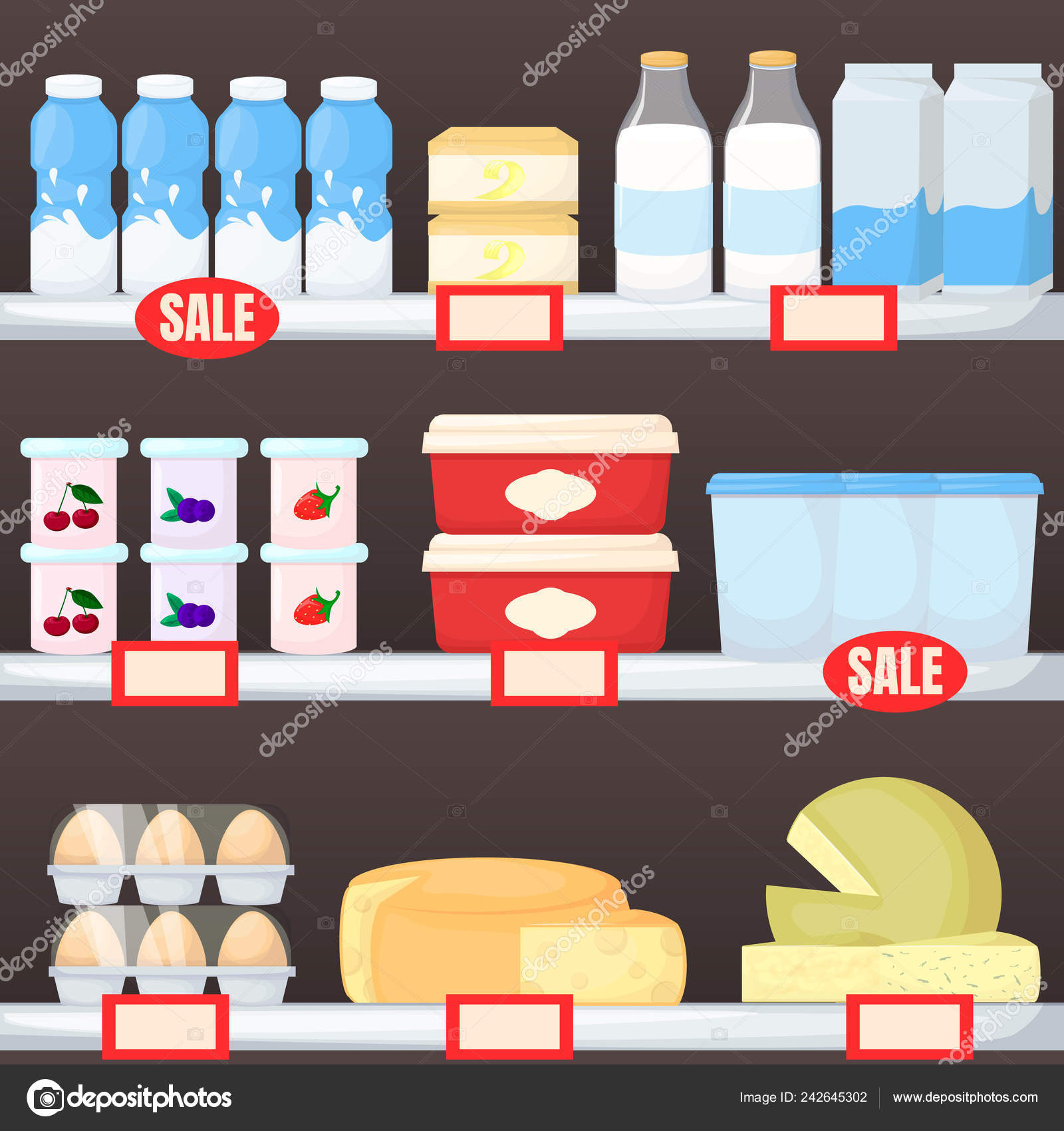 Cartoon Store Shelves