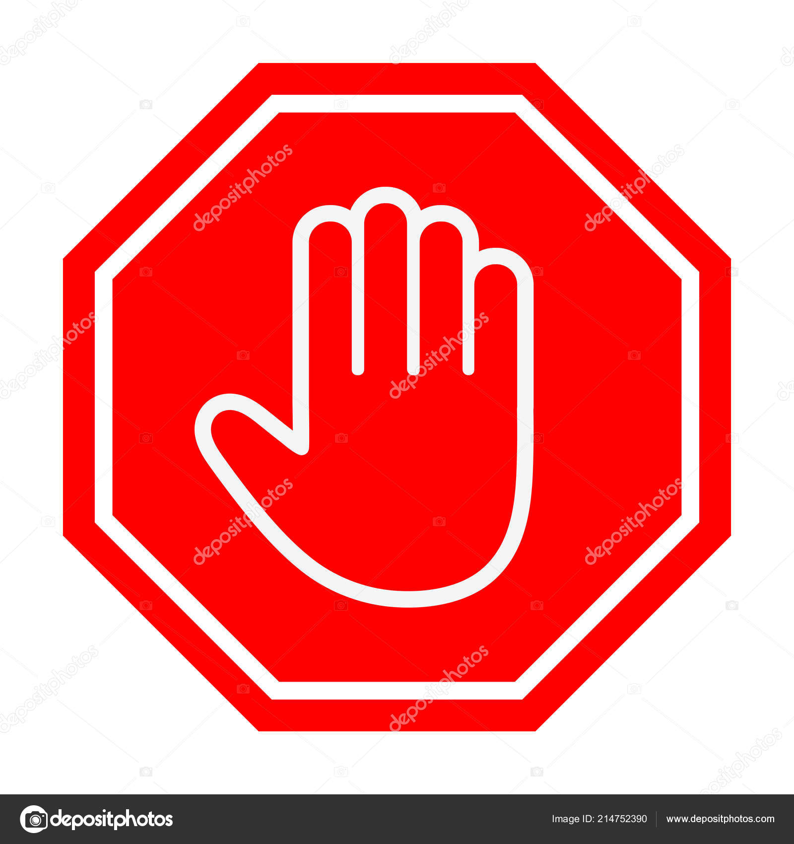 Adblock Oder Rotes Stoppschild Symbol Mit Hand Stock-Vektorbild von ...