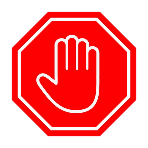 Adblock o icono de señal de stop rojo con la mano 2024
