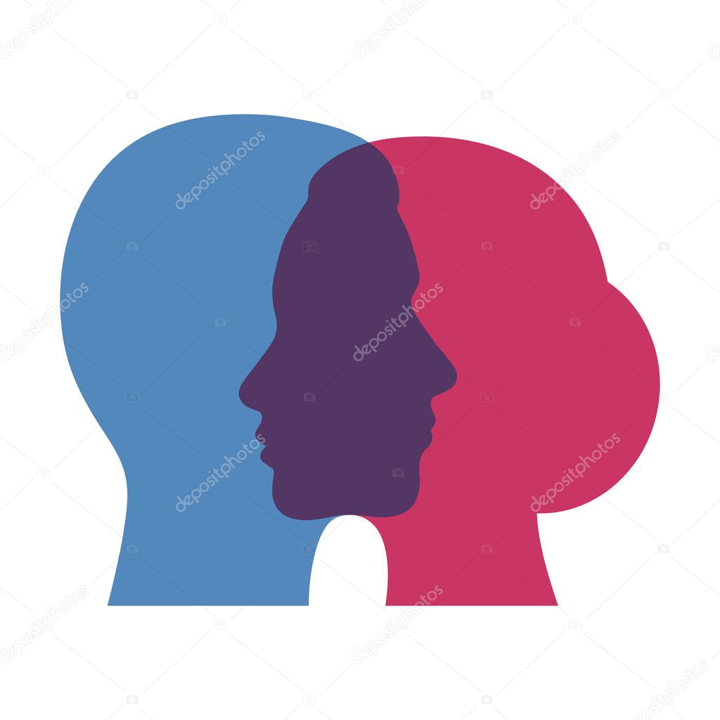 ilustración de la doble personalidad abstracta signo, pareja en el amor ...