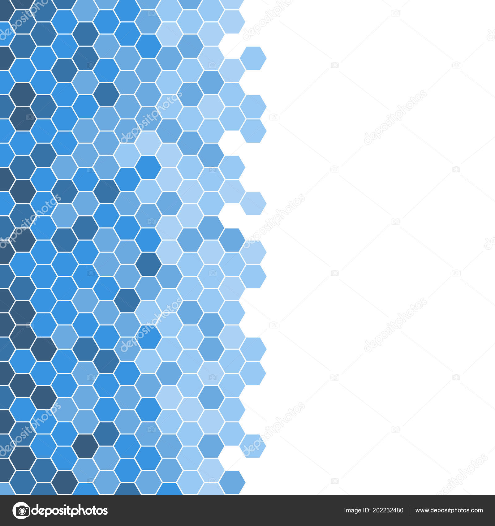 Abstract Beautiful Blue Hexagonal Tile Mosaic Half White Background ...