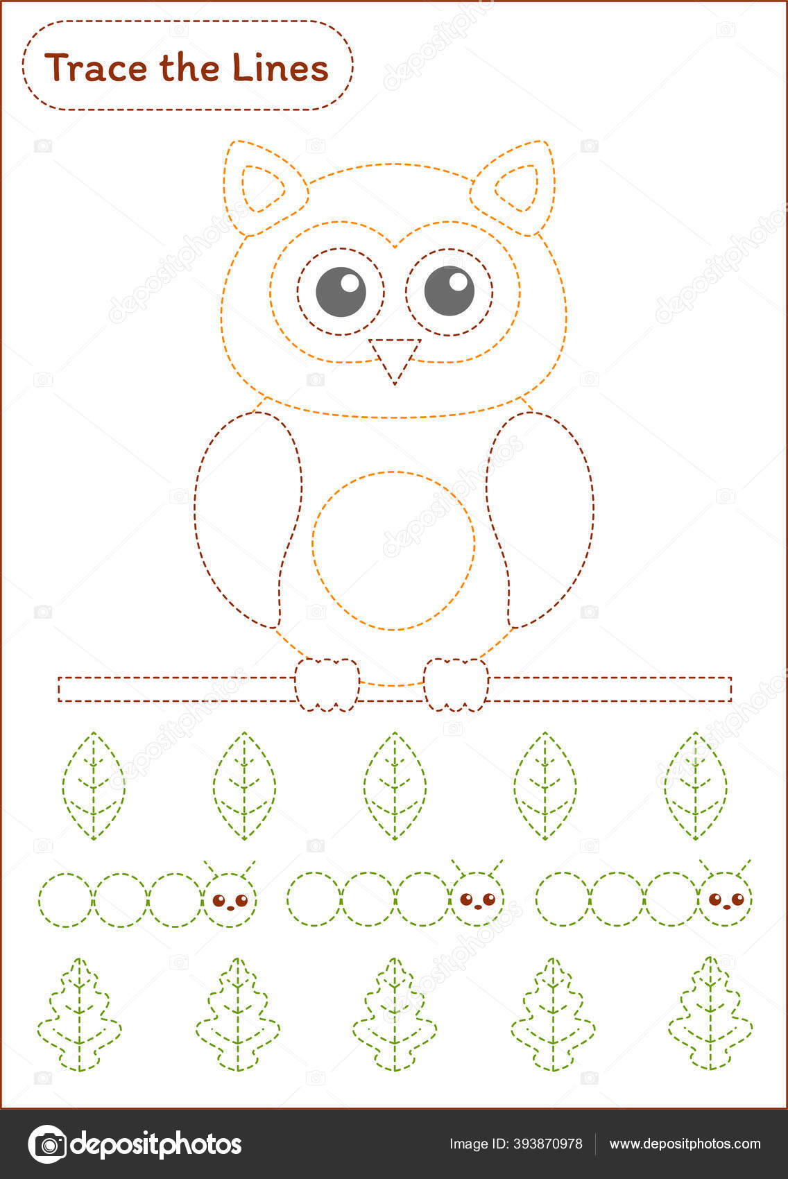 Trace Lines Worksheet Handwriting Practice Owl Stock Vector by ©Ayake ...