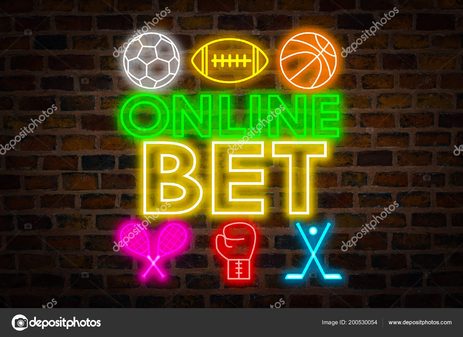 Neon Signboard Online Bet Sports Symbols Football American Football ...