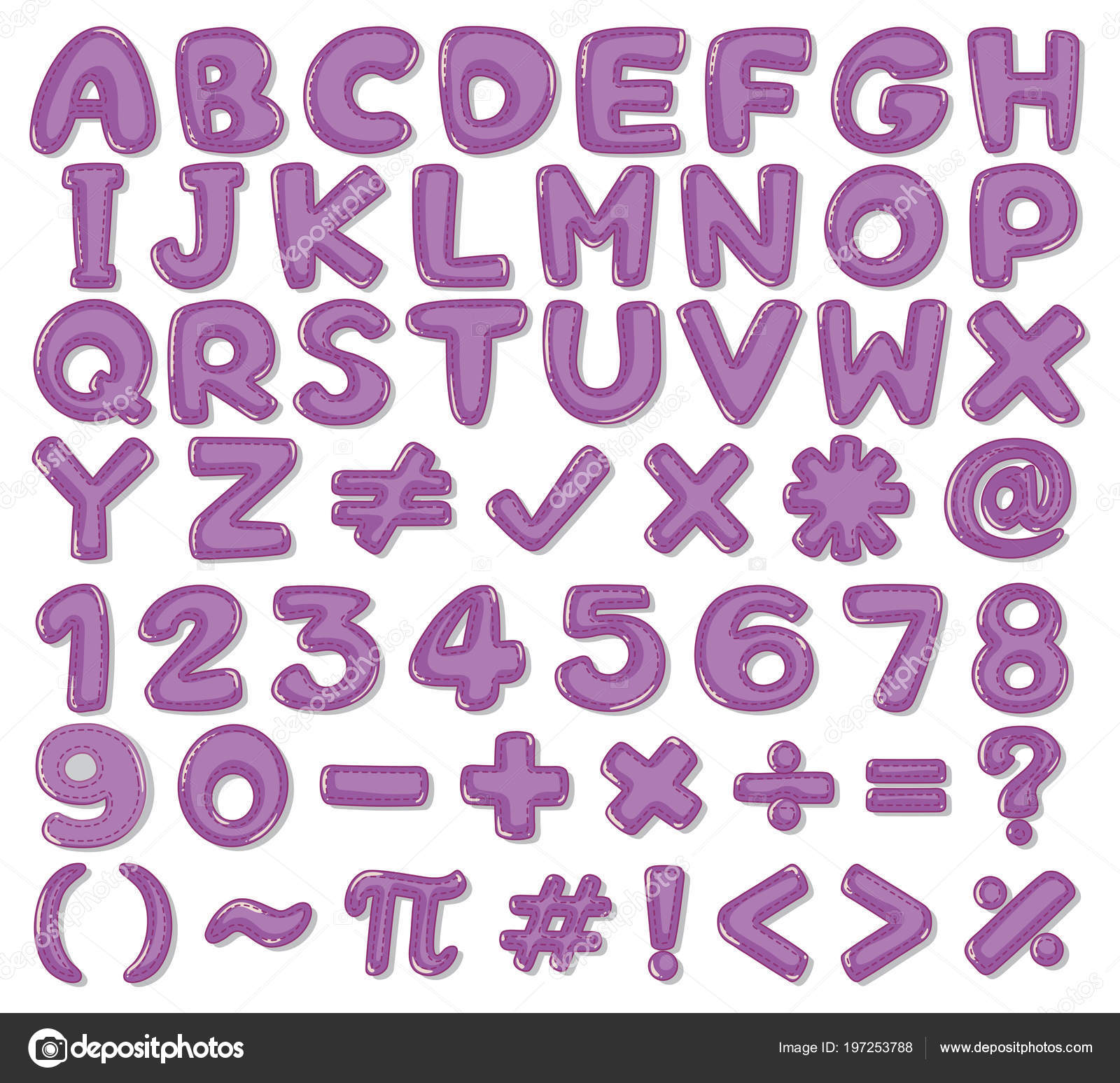 Purple English Alphabet Number Illustration Stock Vector Image by ...