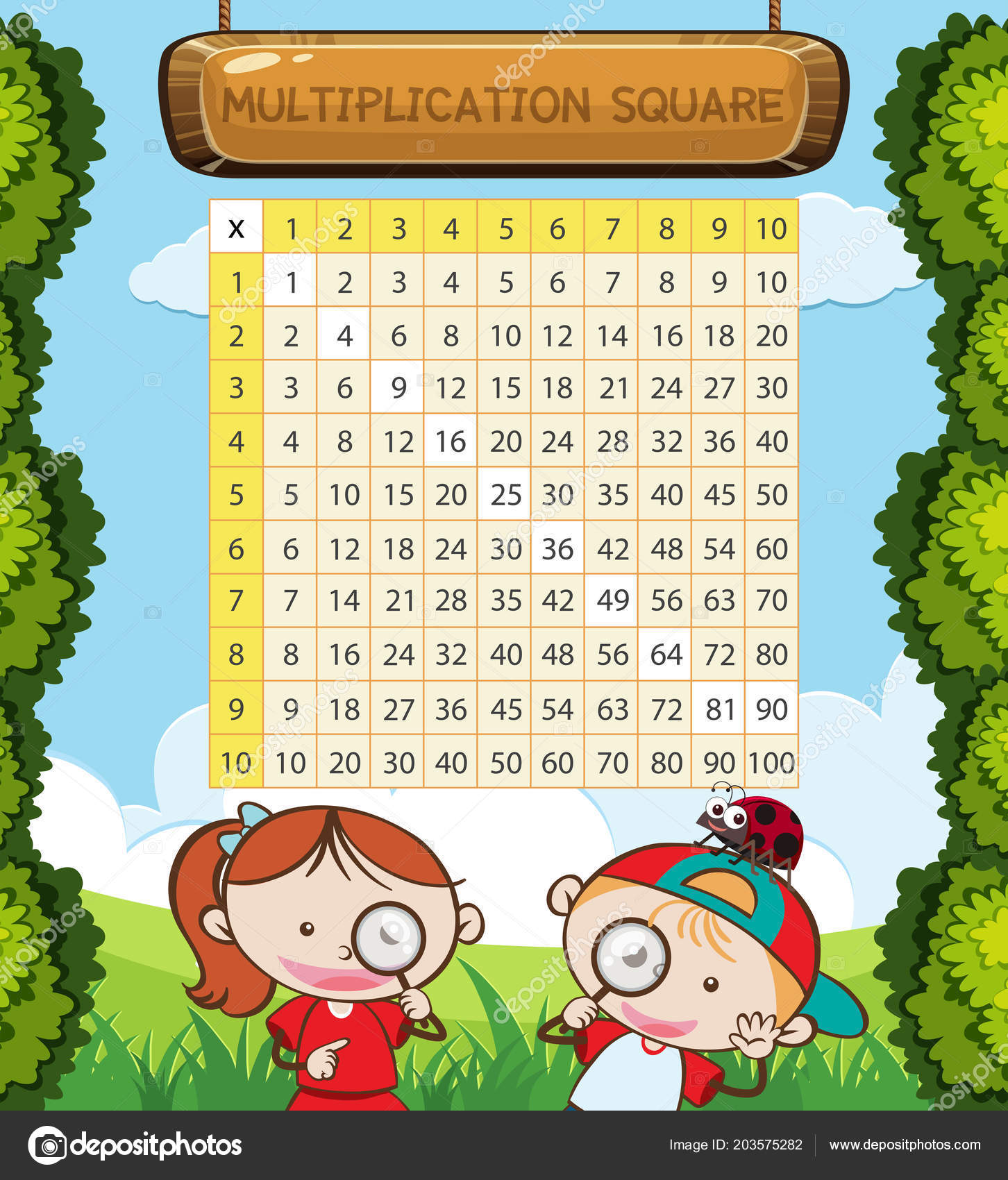 Math Multiplication Square Kids Illustration Stock Illustration by ...