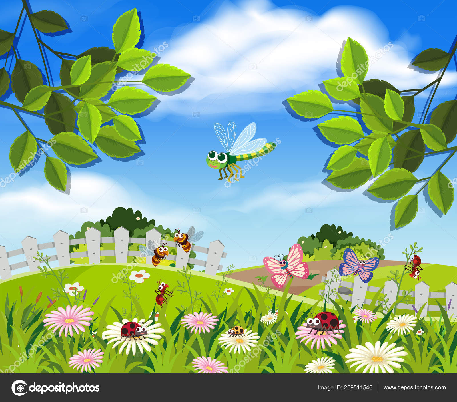 Beautiful Garden Insects Illustration Stock Vector Image by ©brgfx ...