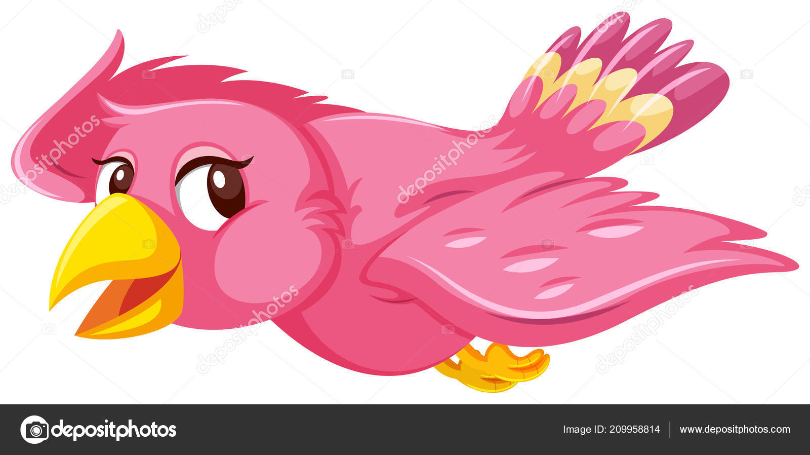 Pink Bird Flying White Background Illustration Stock Vector by ©brgfx ...