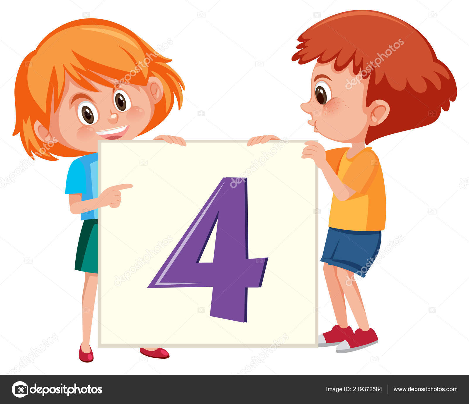 Children Holding Number Four Banner Illustration Stock Illustration by ...