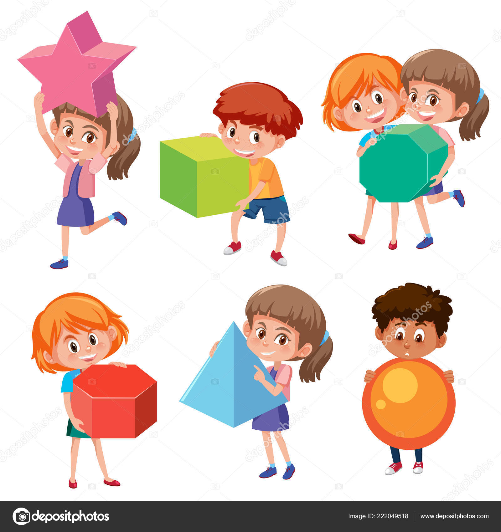 Set Children Holding Math Geometry Shapes Illustration — Stock Vector ... Set Children Holding Math Geometry Shapes Illustration — Stock Vector ...