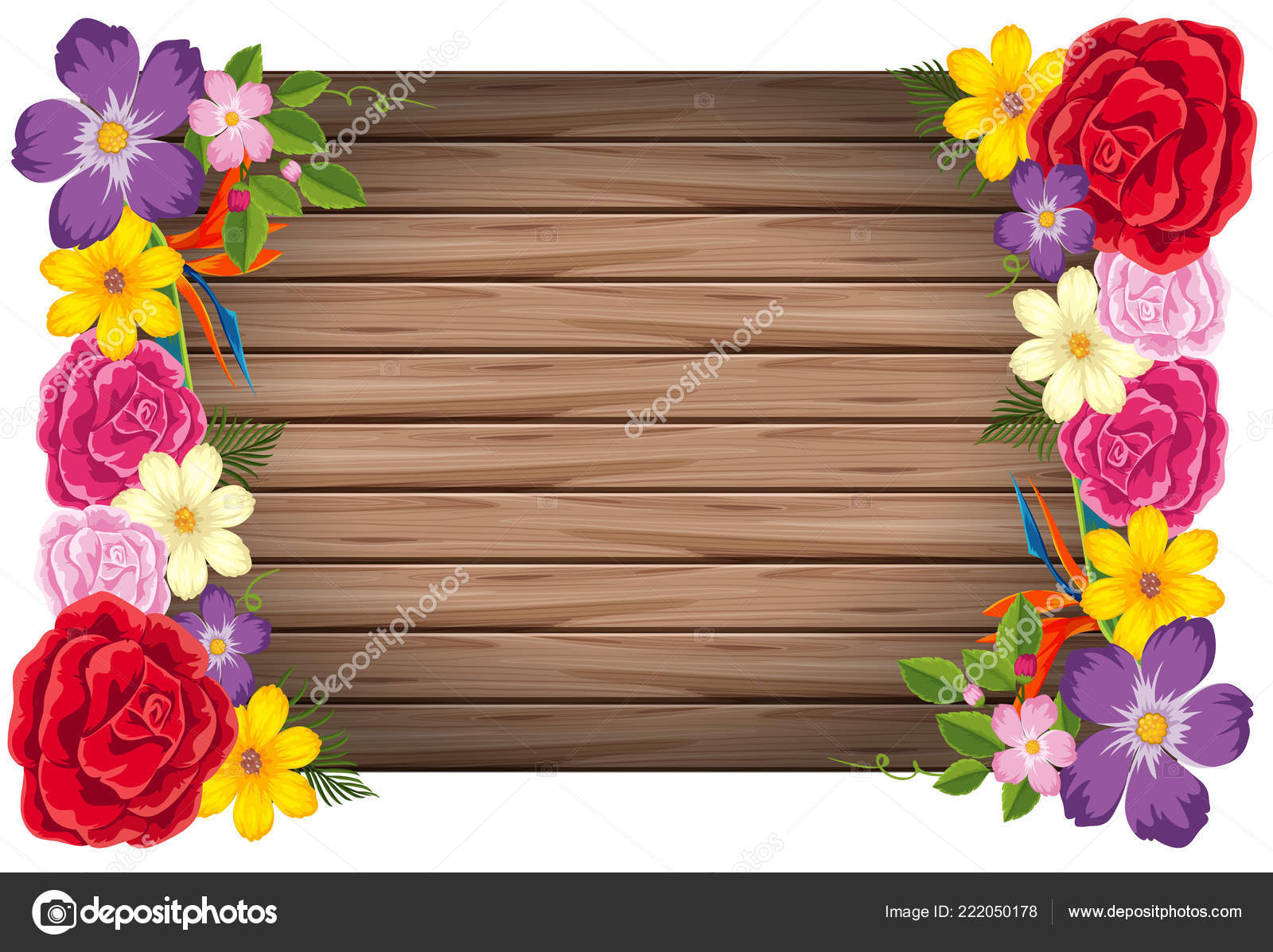 Flowers Wooden Frame Concept Illustration Stock Vector Image by ©brgfx ...
