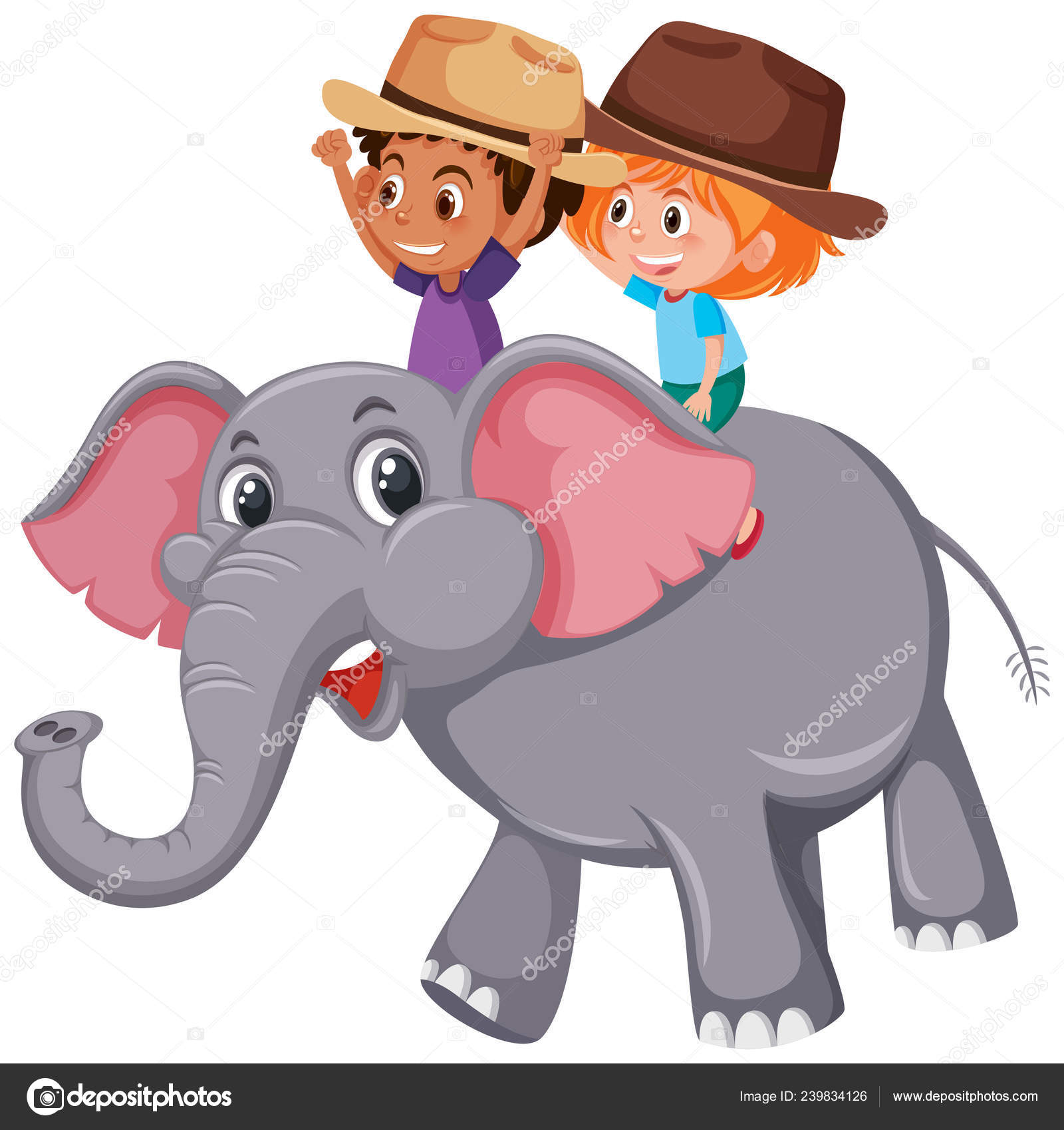 Boy Riding Elephant Illustration Stock Vector by ©brgfx 239834126