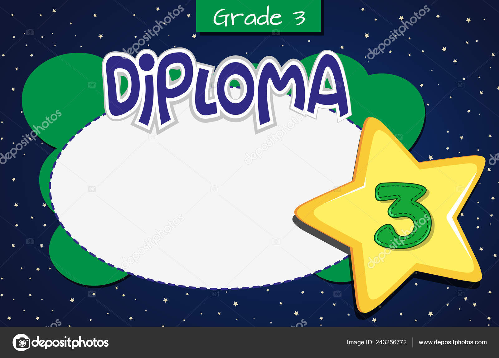 Grade Three Diploma Certificate Template Illustration Stock Vector by ...