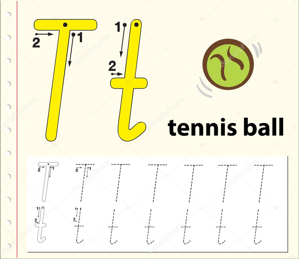 Letra T trazar hojas de trabajo del alfabeto ilustración 2022