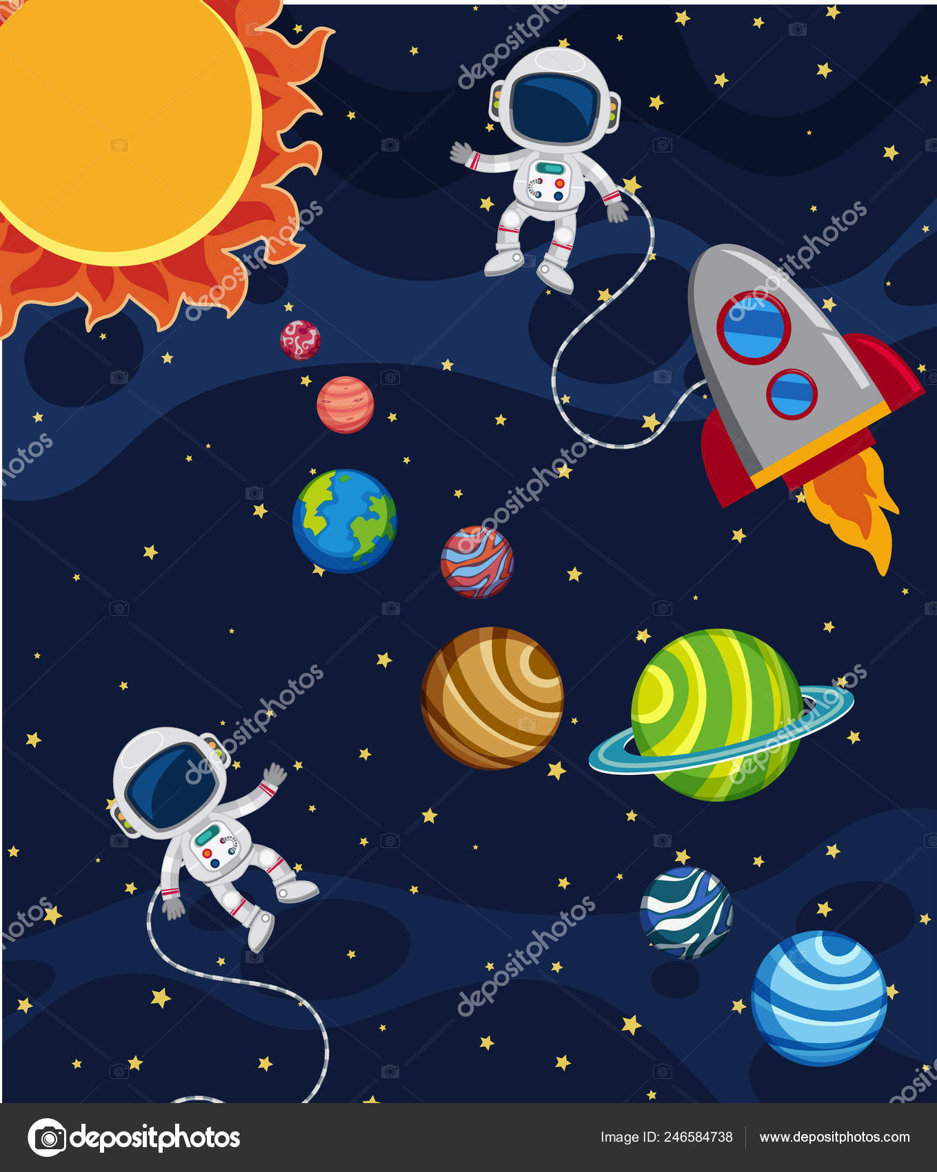 Solar System Scene Illustration Stock Vector by ©brgfx 246584738