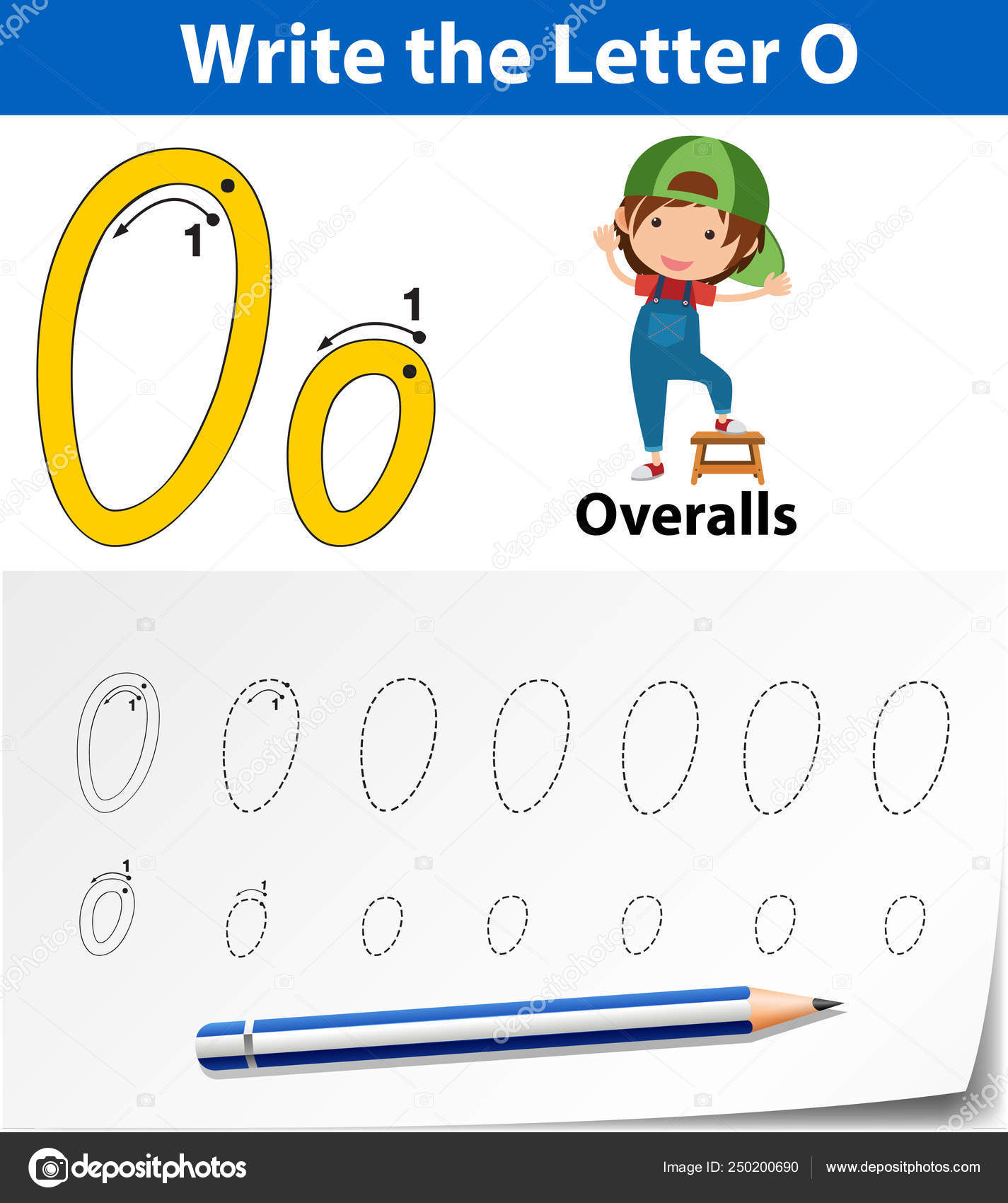 Hojas de trabajo del alfabeto de seguimiento de la letra O Vector de ...