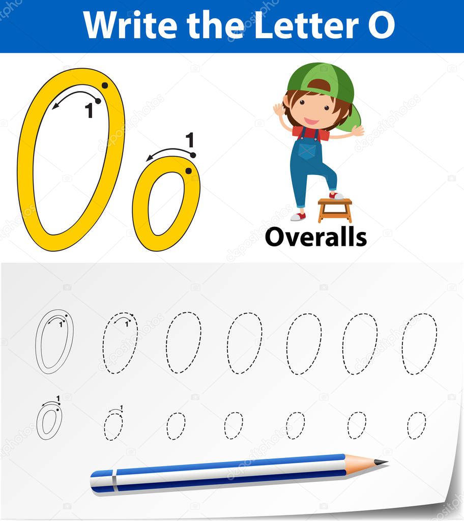 Hojas de trabajo del alfabeto de seguimiento de la letra O Vector de ...