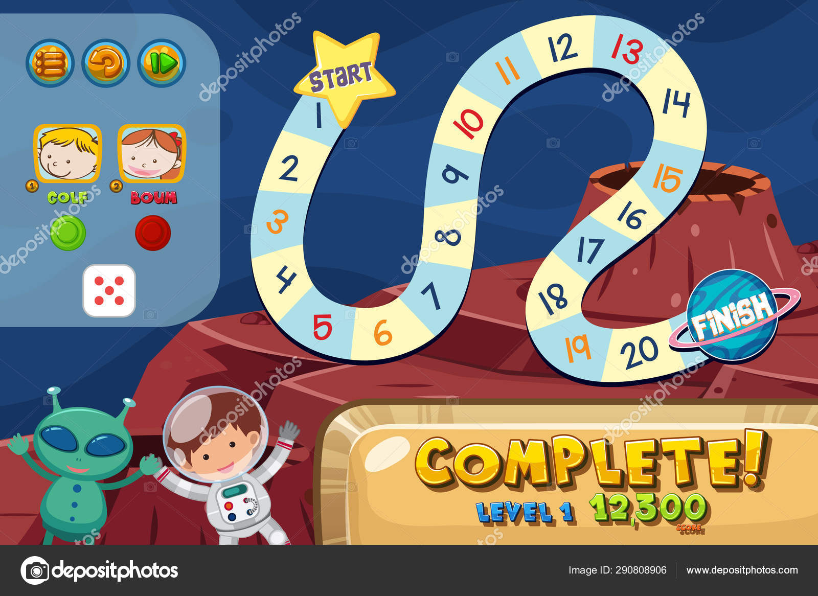 Game background template with man and alien Stock Vector by ©brgfx ...