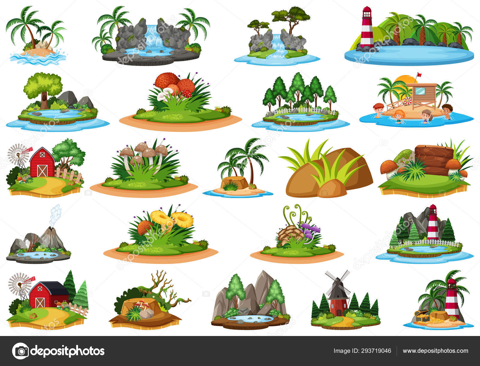 Large group of isolated objects theme - landforms Stock Vector by ...