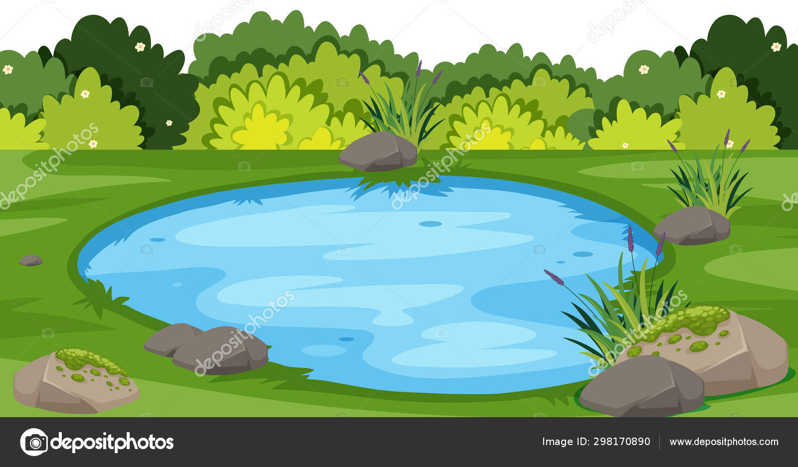 Landscape background with small pond in park Stock Vector Image by ...