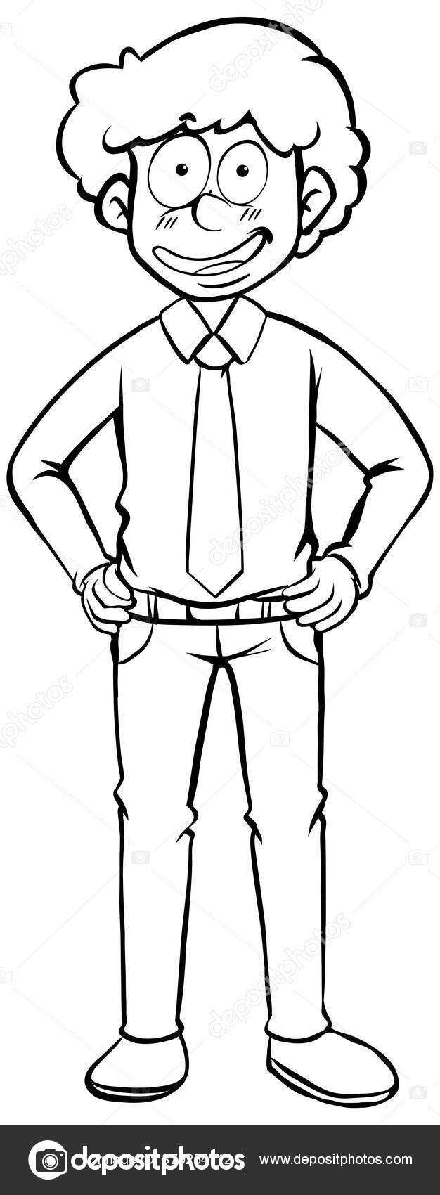 Doodle Drawing Happy Man White Background Illustration Stock Vector ...