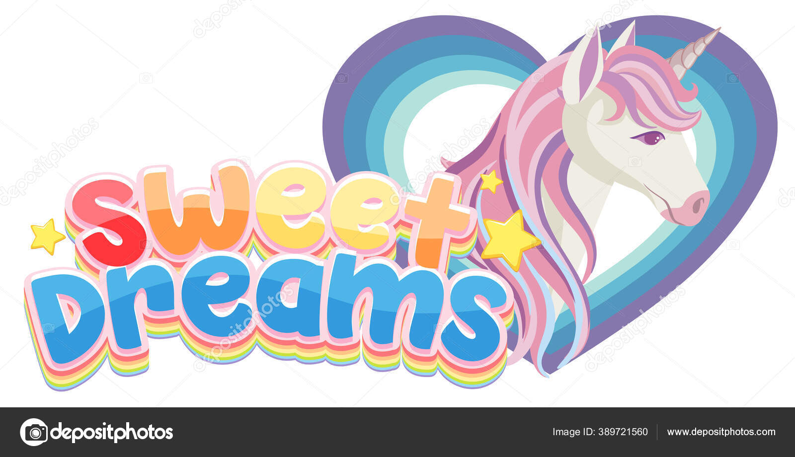 Sweet Dreams Logo Pastel Color Unicorn Heart Frame Illustration Stock ...