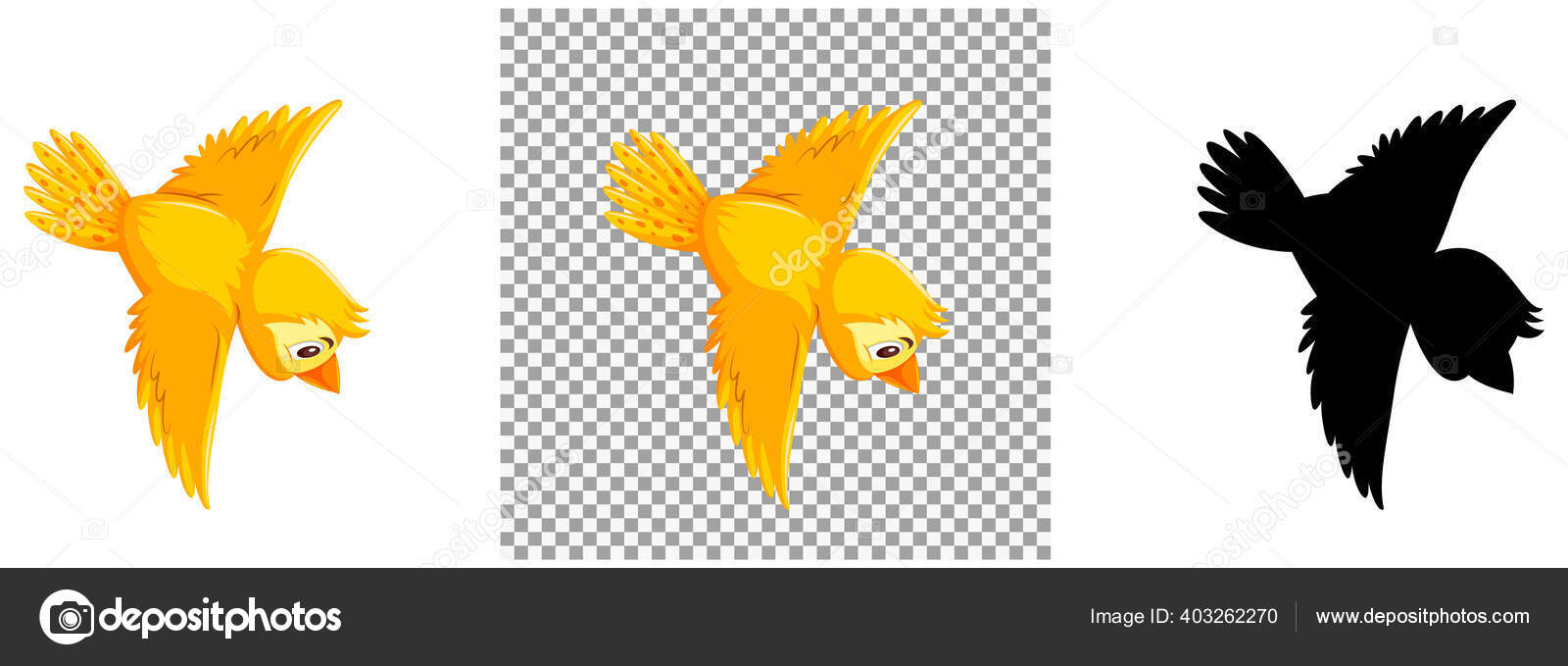 Yellow Bird Flying Drawing Pattern Cute Bird Flying Illustration