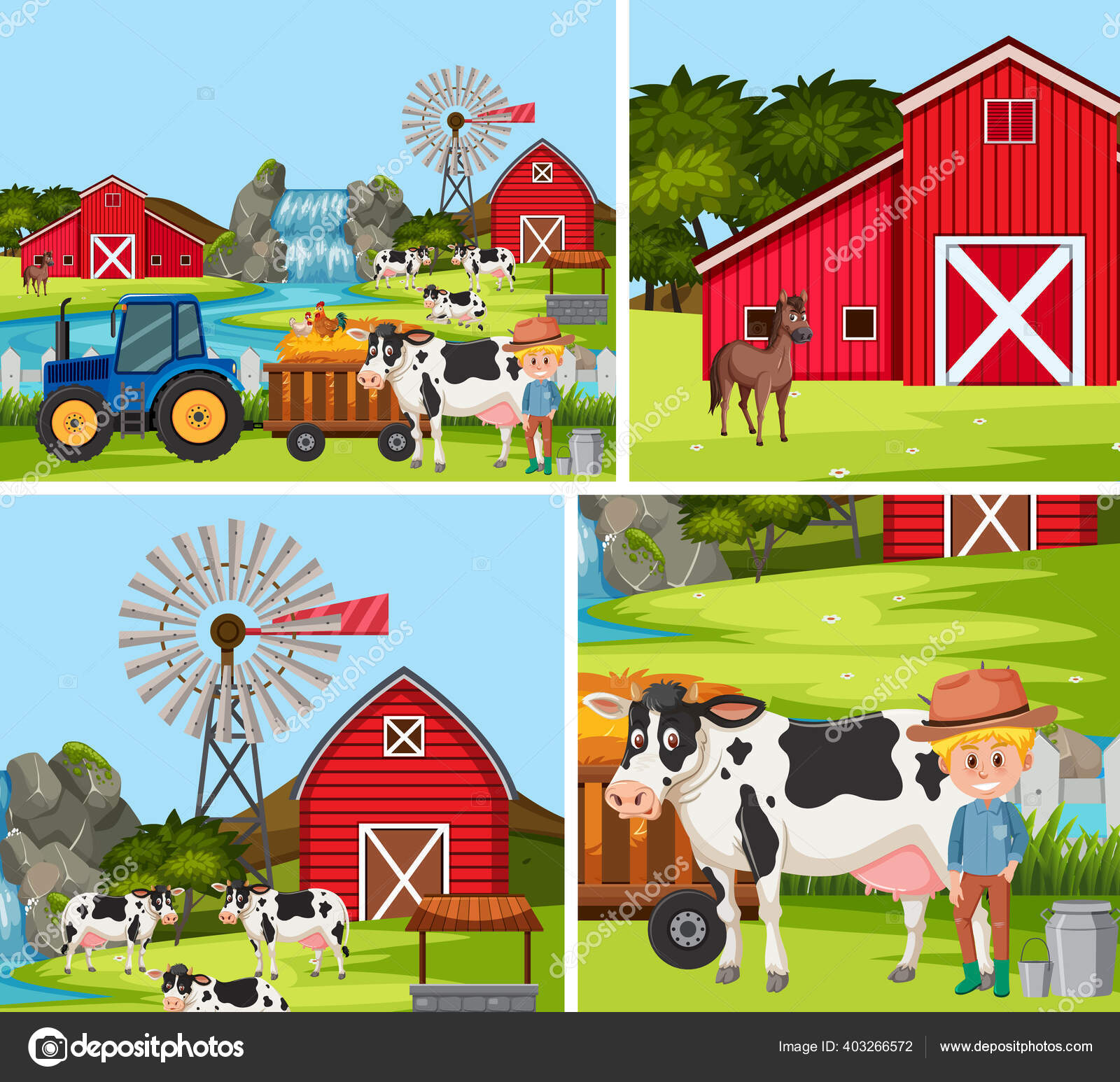 Simple Farm Background Set Illustration Stock Vector Image by ©brgfx ...