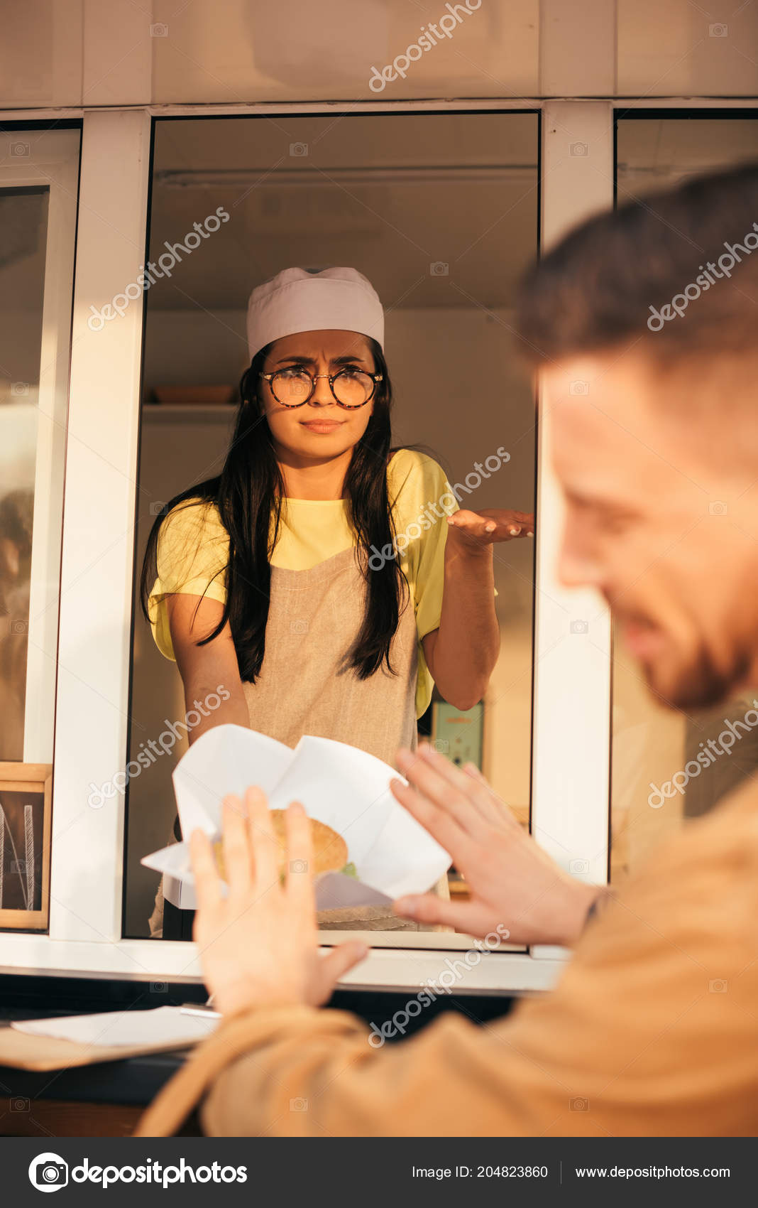 Customer Rejecting Burger Chef Food Truck — Free Stock Photo ...