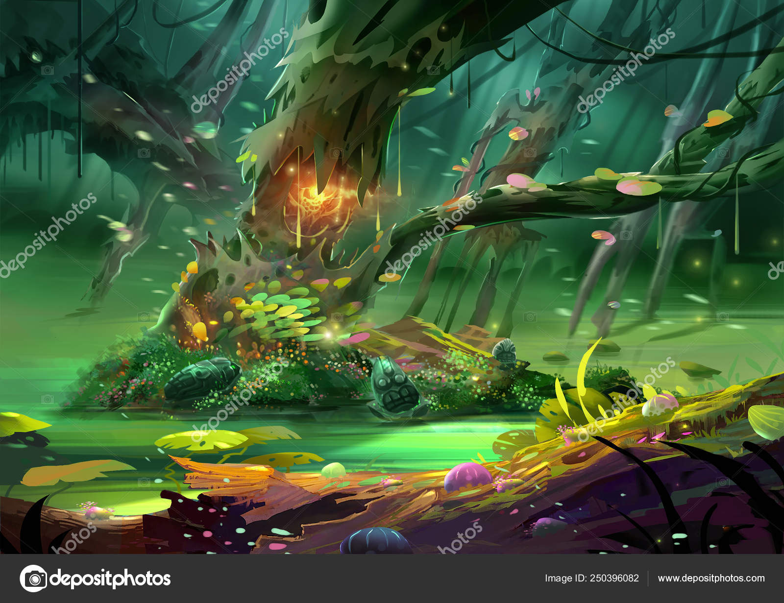 Unreal Magic Forest Illustration Background Stock Photo by ©NextMars ...