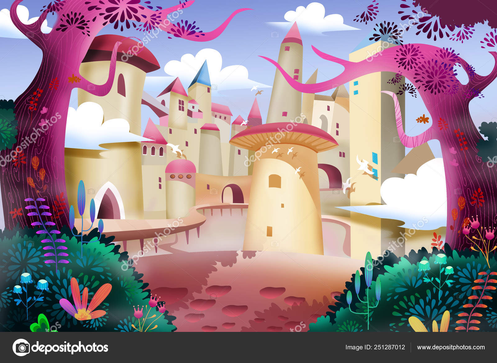 Close View Magic Castle Illustration Stock Illustration by ©NextMars ...