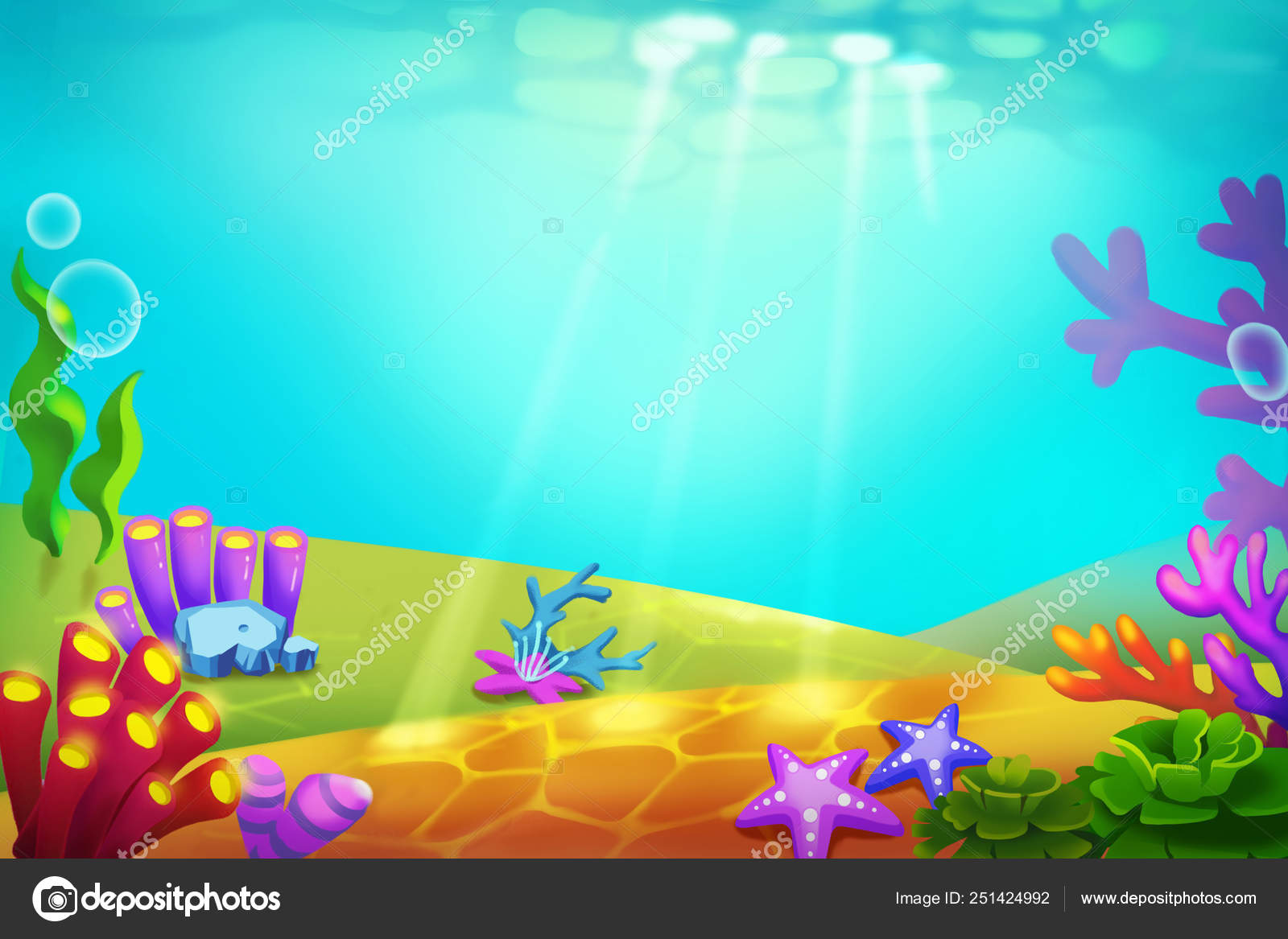 Primer Plano Vista Elementos Del Mar Conjunto Ilustración: fotografía ...