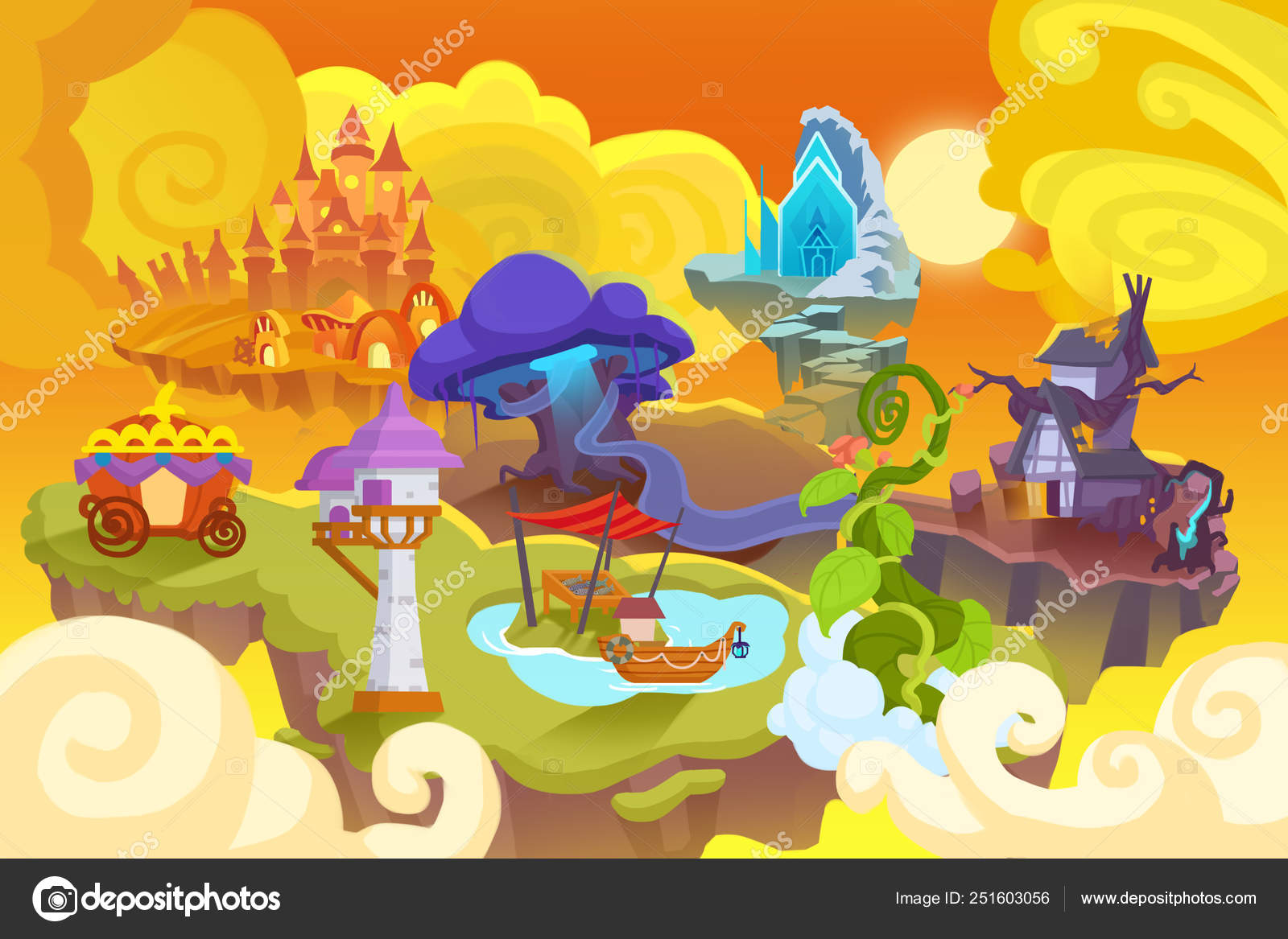 Fairy Tale World Realistic Fantastic Cartoon Style Artwork Scene ...