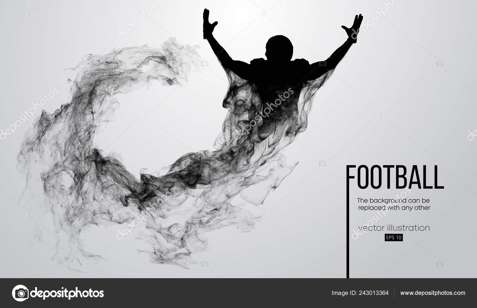 Abstract silhouette of a american football player on white background ...
