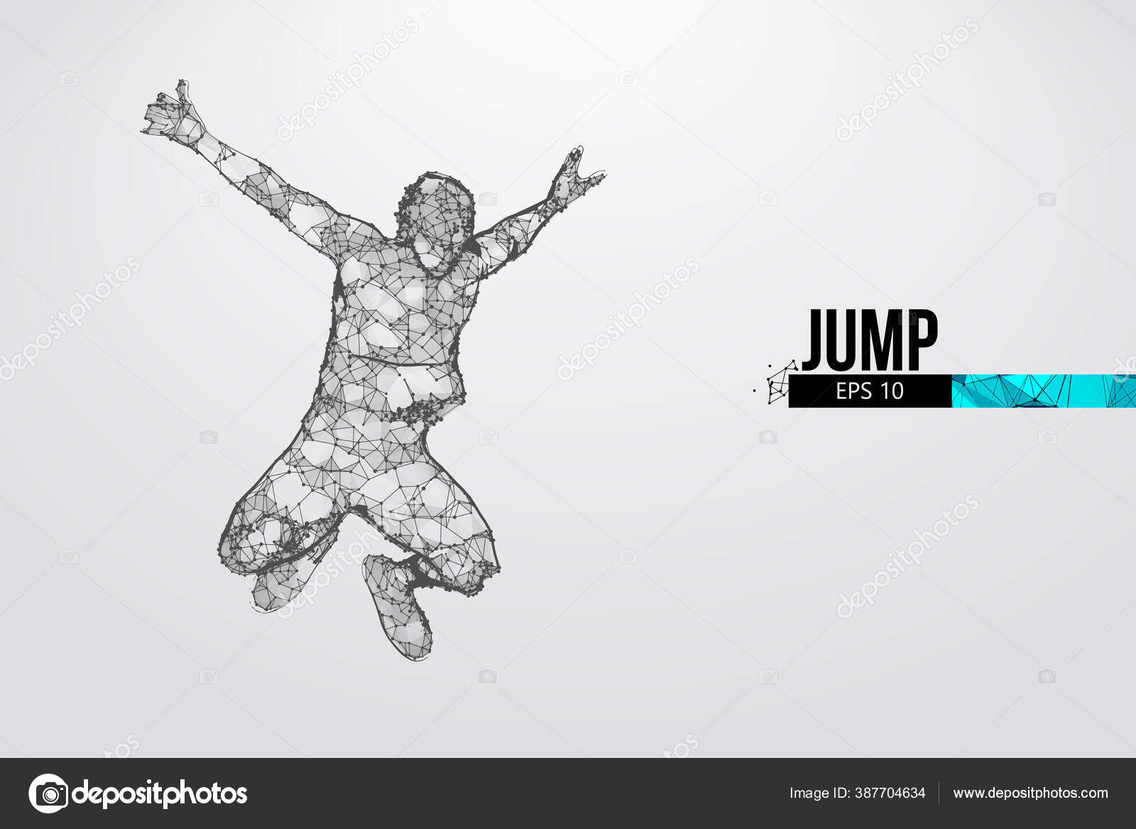 Abstract Silhouette Wireframe Jumping Man People Jump Symbolize Freedom ...