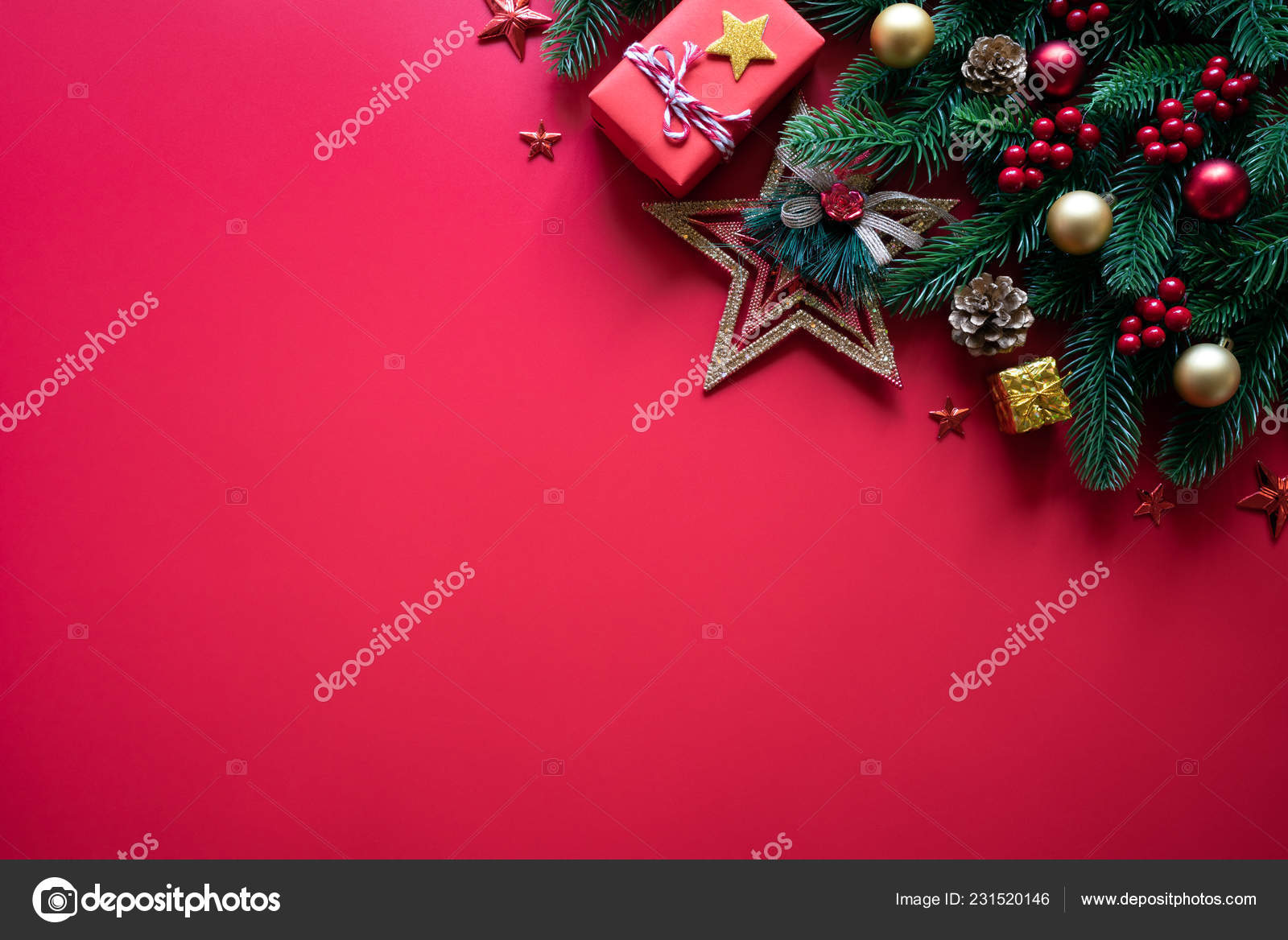 Christmas Background Concept Top View Christmas Tree Spruce Branches ...