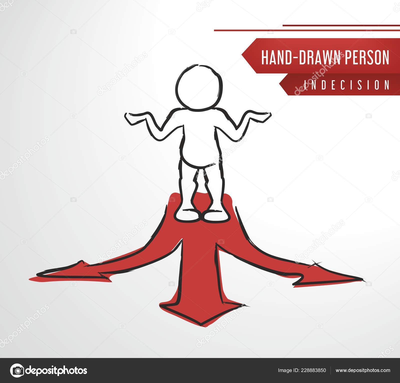 Sketch Vector Indecisive Person Crossroads Hand Drawn Undecided Concept ...