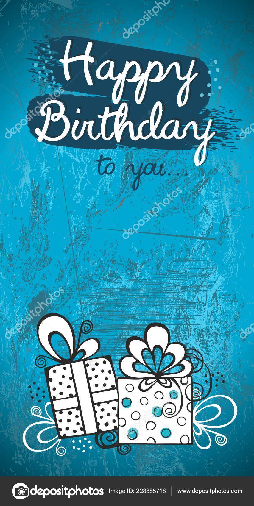 Birthday Greeting Card Design Turquoise Blue Modern Background Stock ...