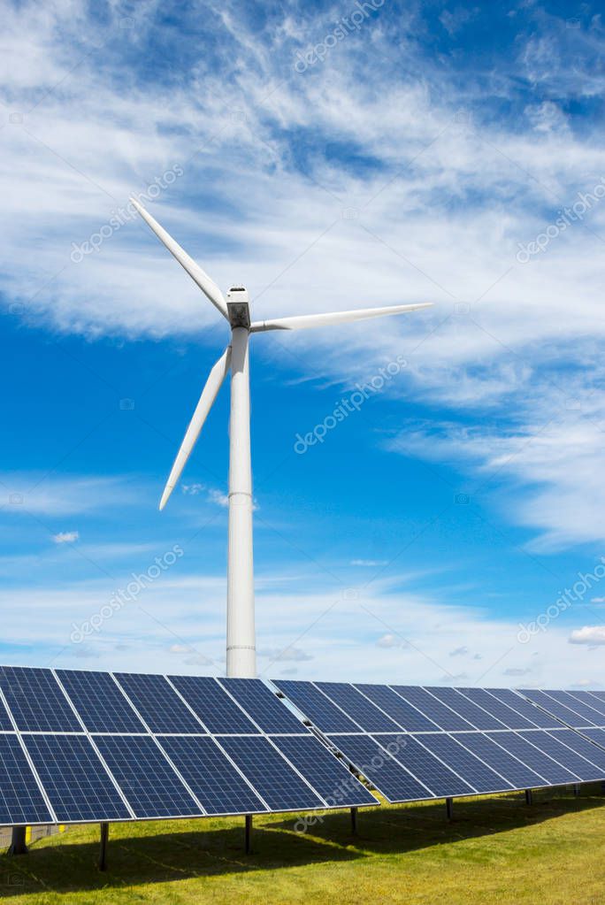 generador e lico de electricidad a partir de tres hojas y paneles solares de una bater a de ...