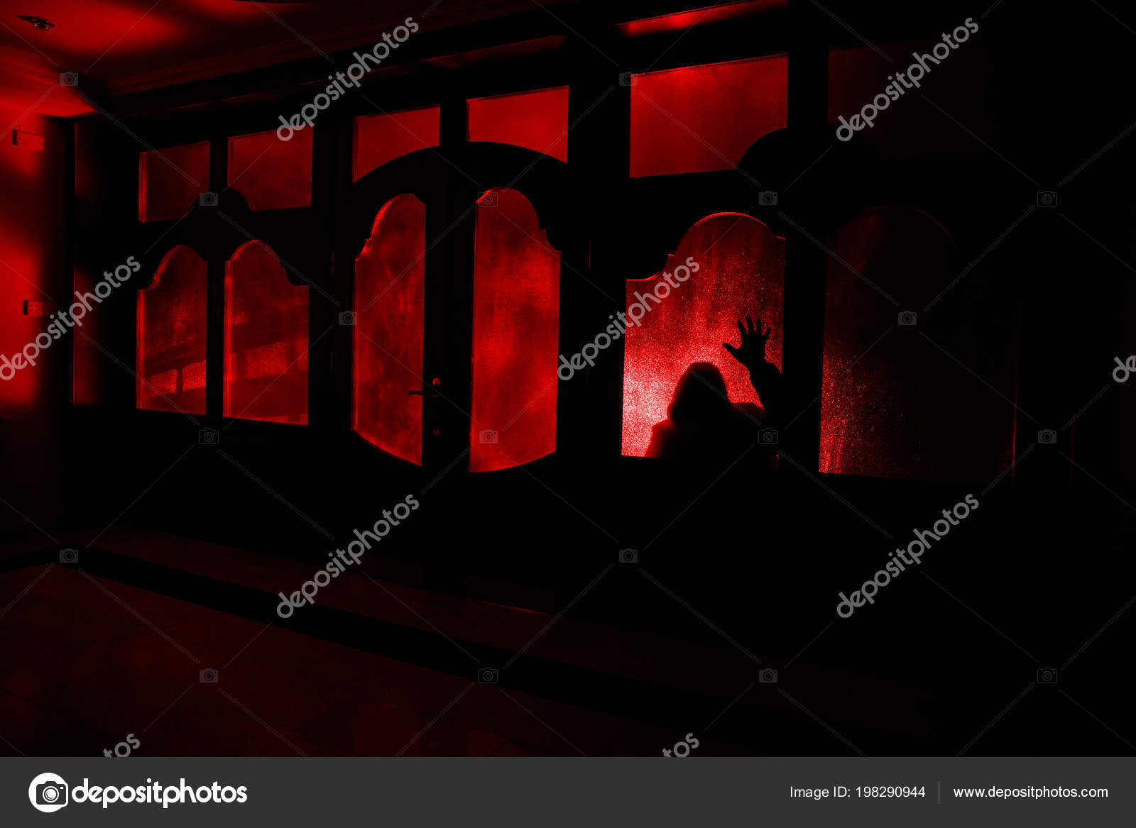 Silhouette Unknown Shadow Figure Door Closed Glass Door Silhouette ...