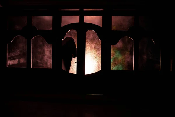 Silhouette Unknown Shadow Figure Door Closed Glass Door Silhouette ...