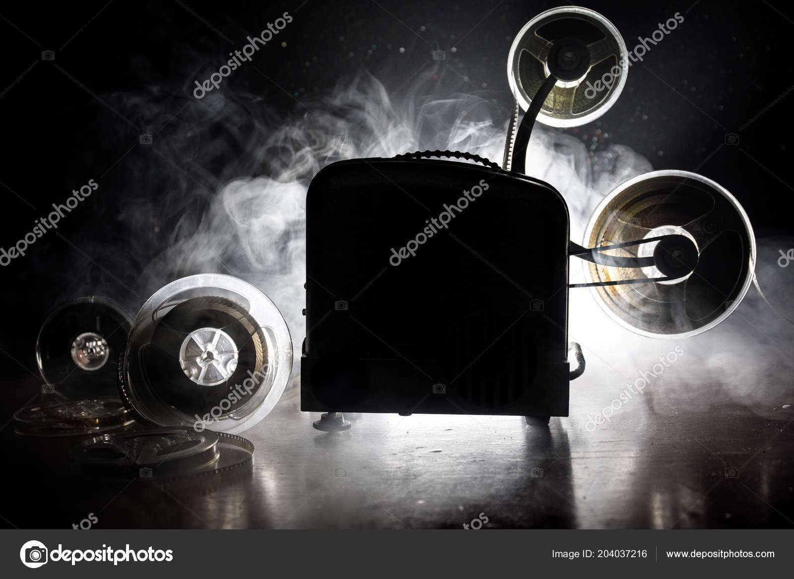 Old Style Movie Projector Still Life Close Film Projector Wooden Stock ...