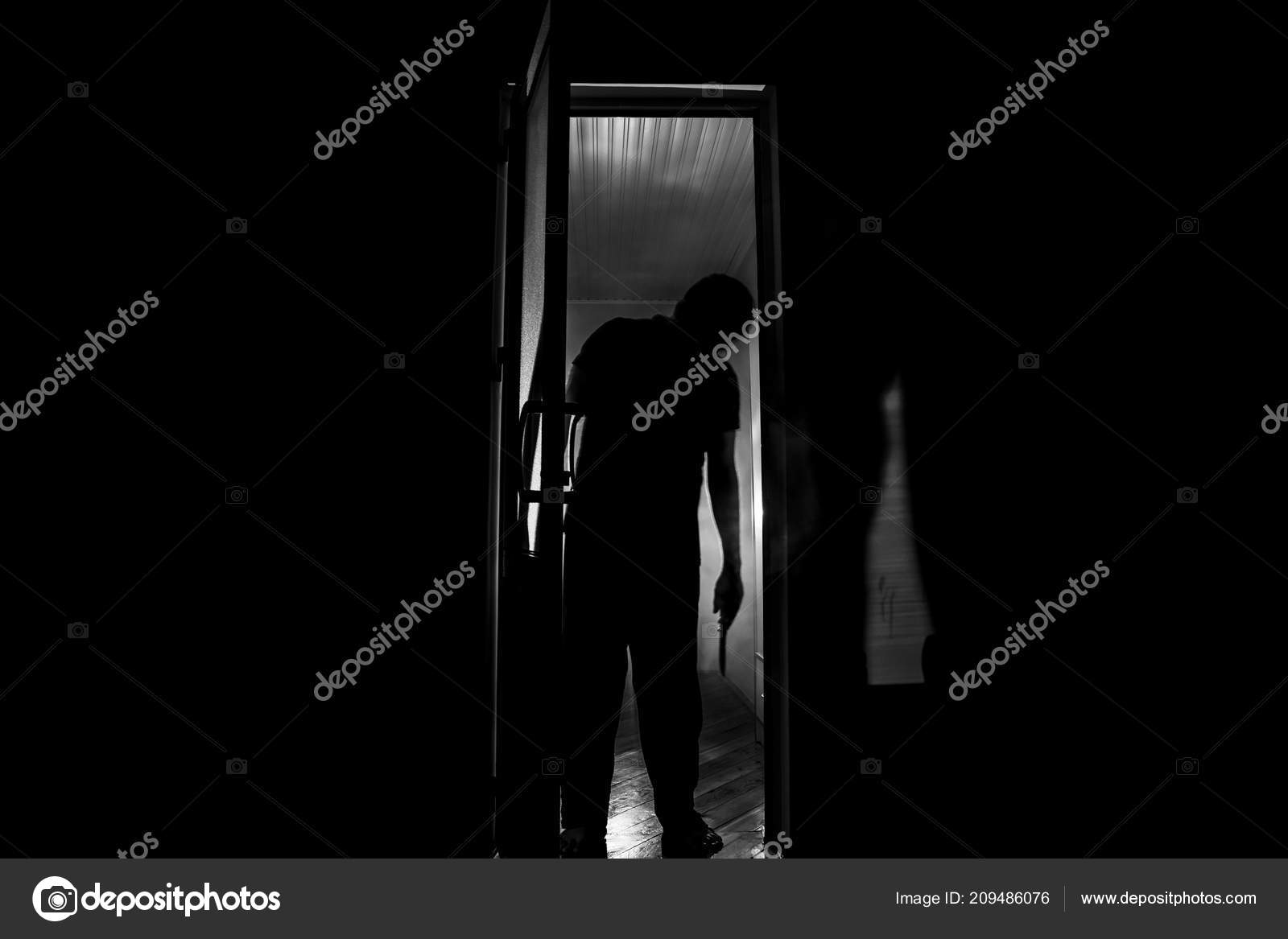 Silhouette Unknown Shadow Figure Door Closed Glass Door Silhouette ...