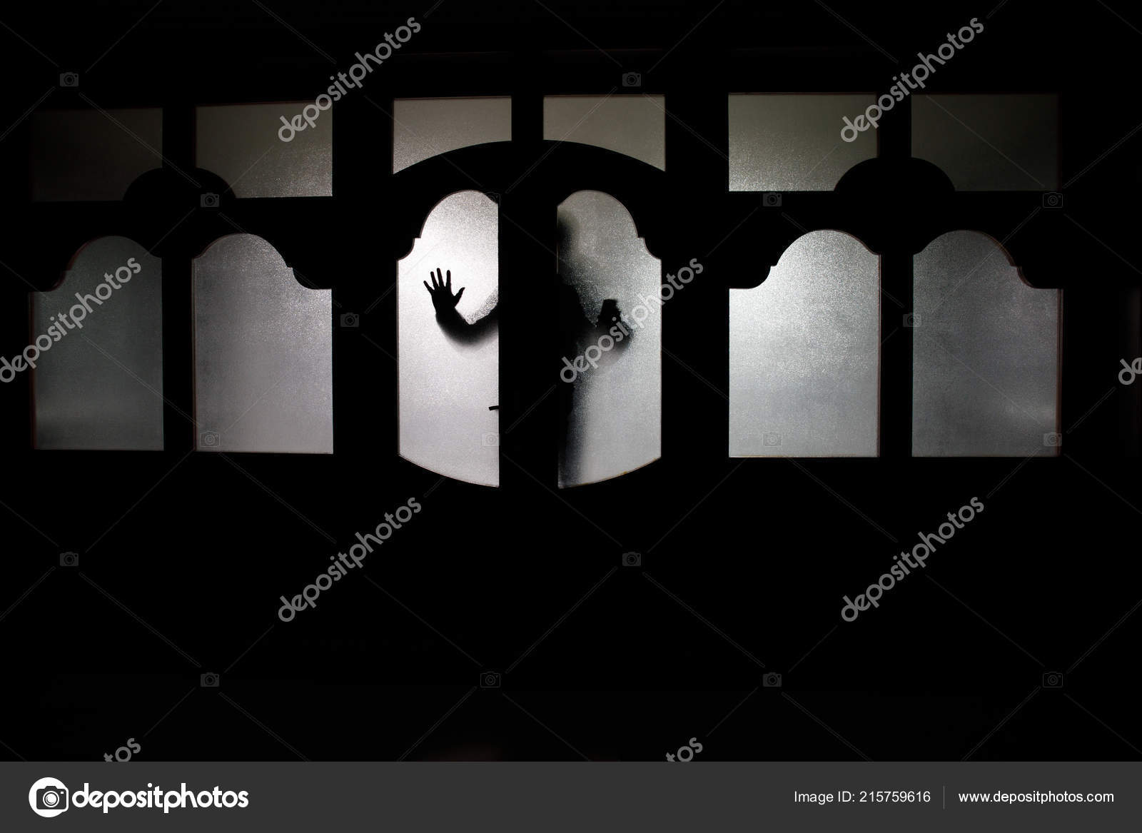 Silhouette Unknown Shadow Figure Door Closed Glass Door Silhouette ...