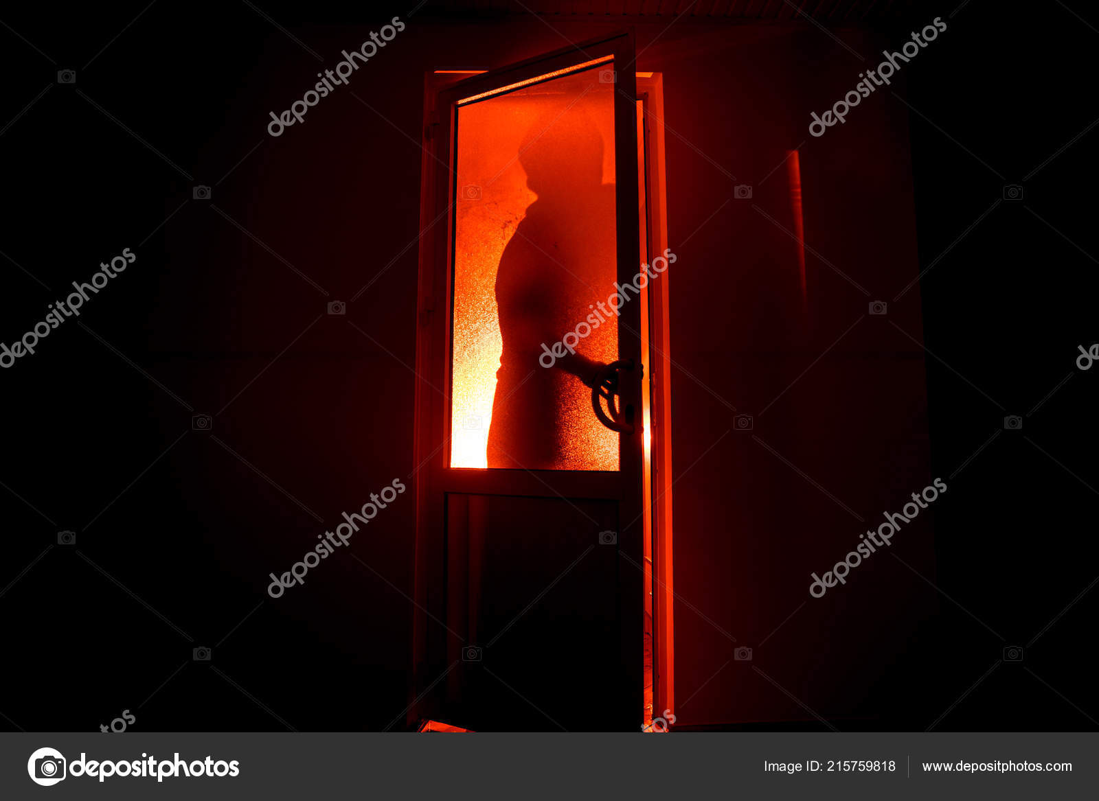 Silhouette Unknown Shadow Figure Door Closed Glass Door Silhouette ...