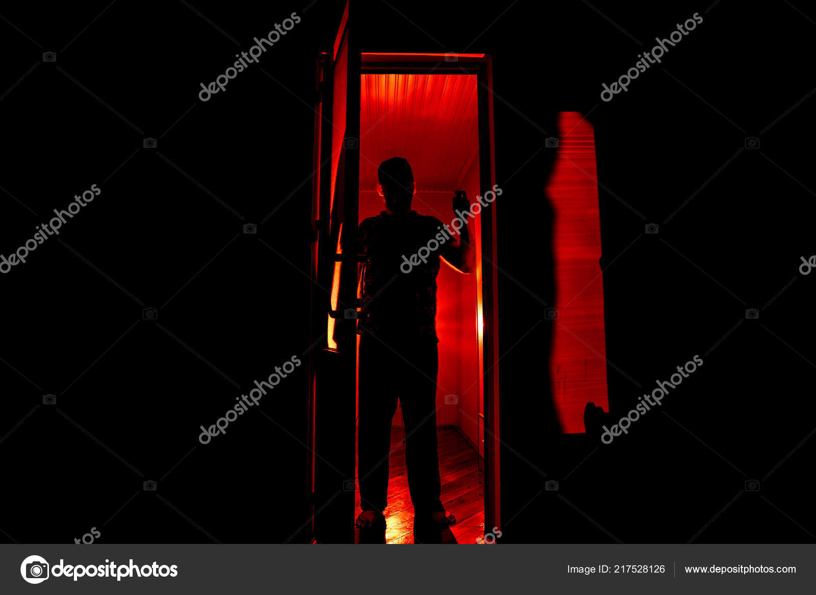 Silhouette Unknown Shadow Figure Door Closed Glass Door Silhouette ...